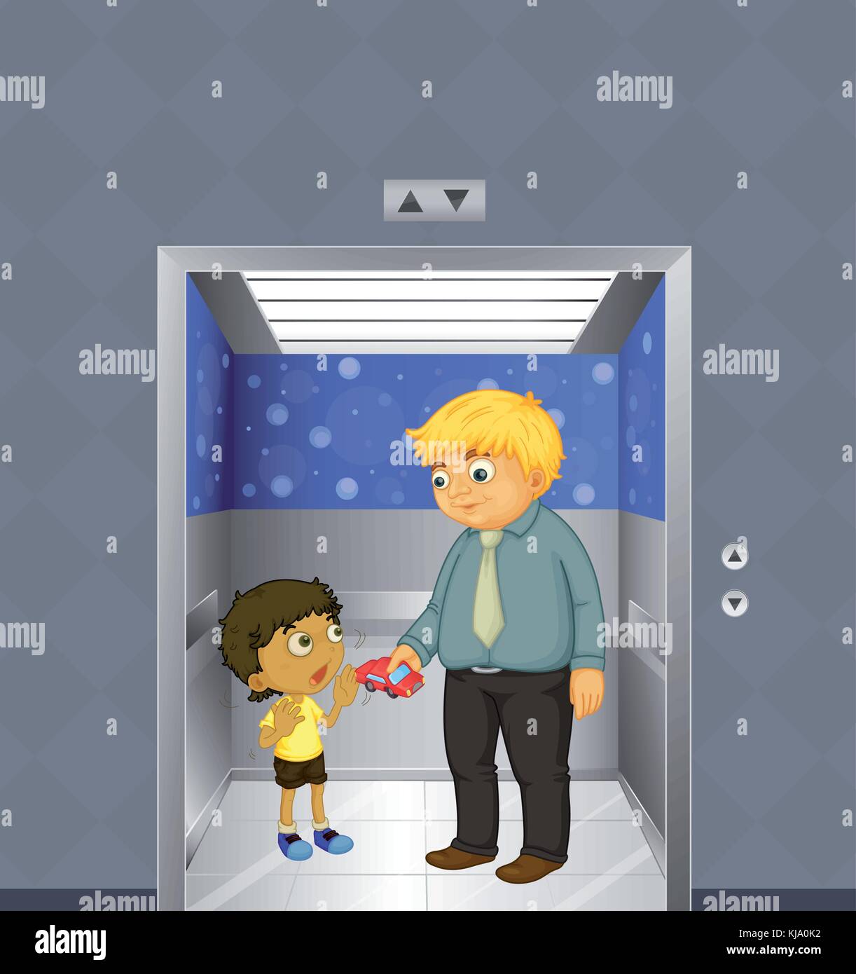Illustration of a man and a kid inside the elevator Stock Vector Image ...