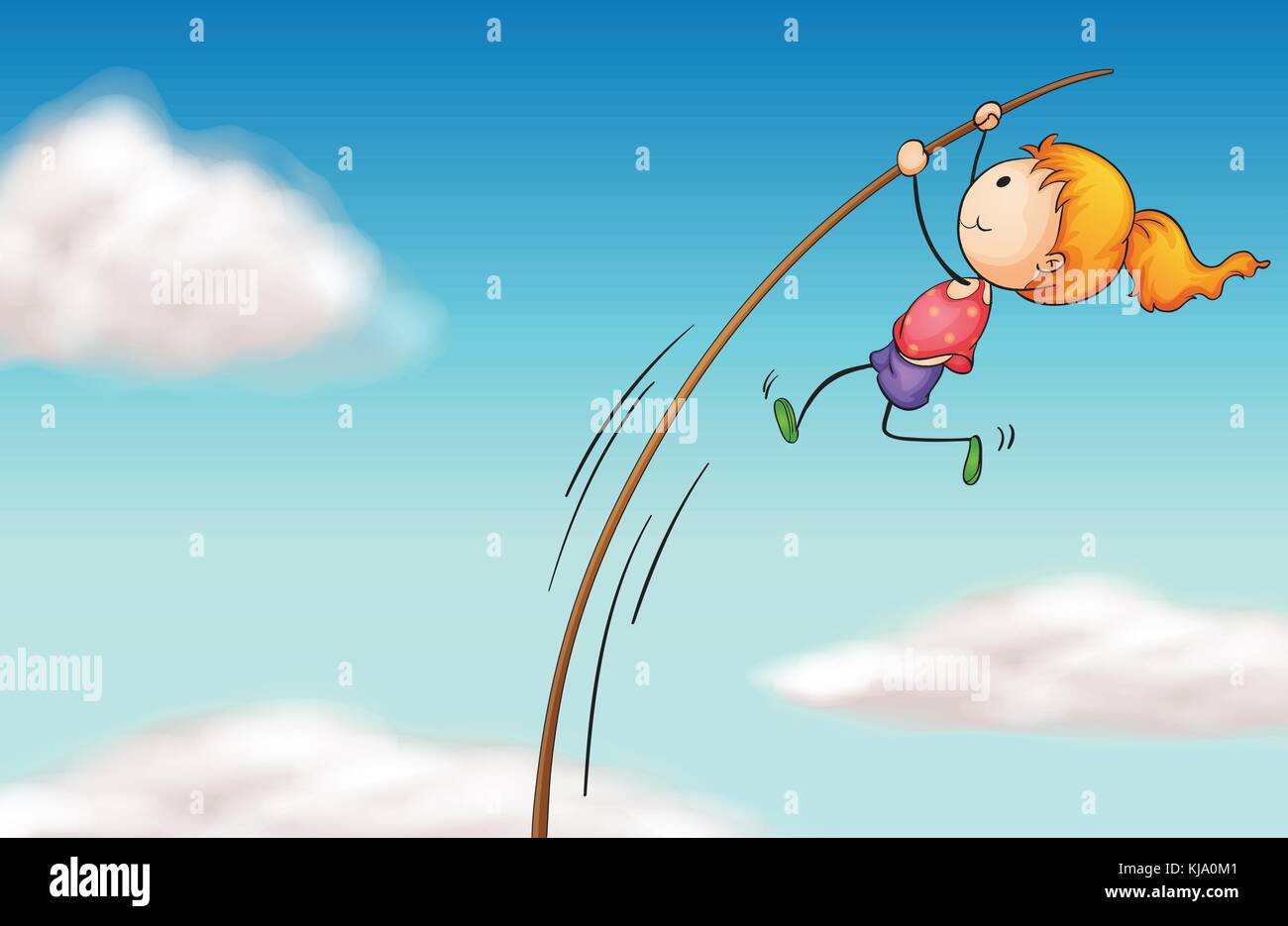 Illustration of a girl hanging at a long stick Stock Vector Image & Art ...