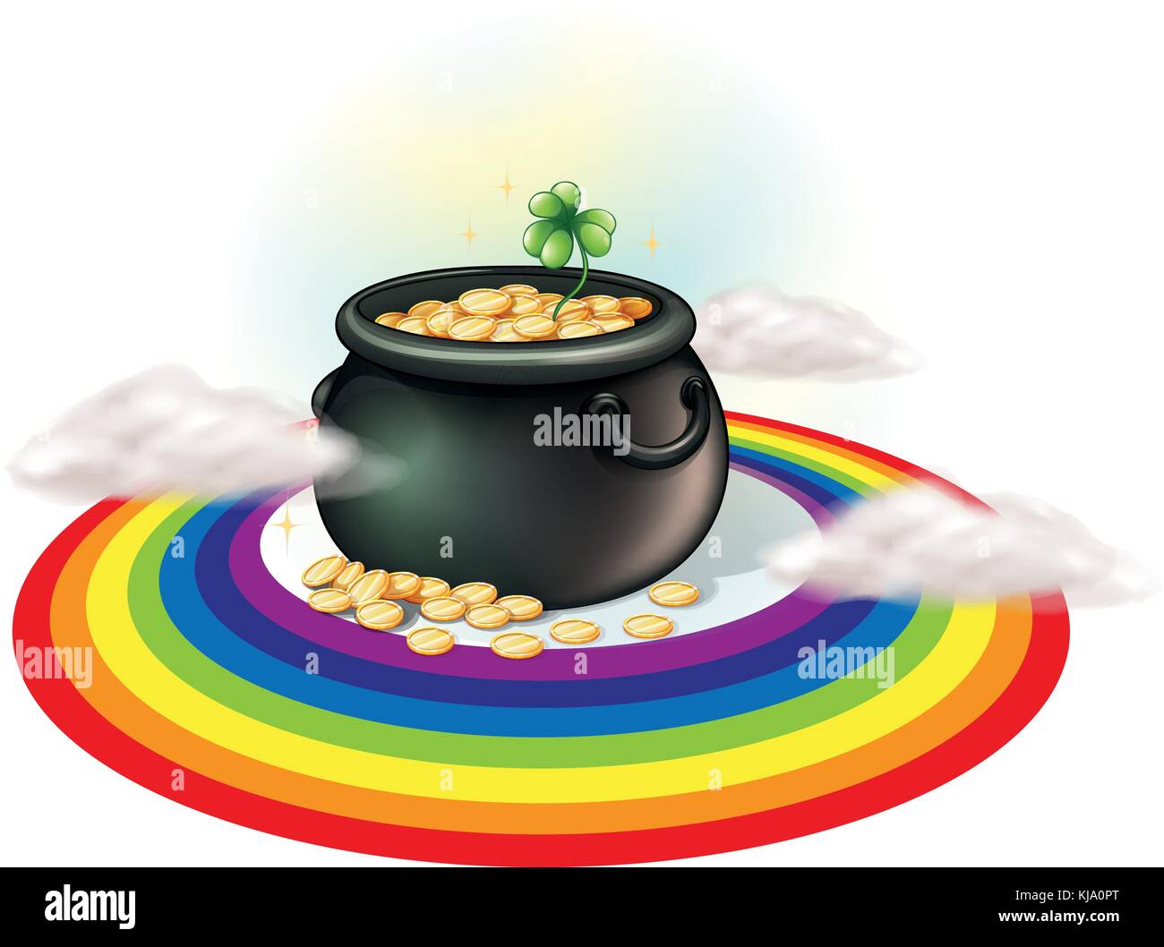 Illustration of a pot of gold inside the rainbow on a white background ...