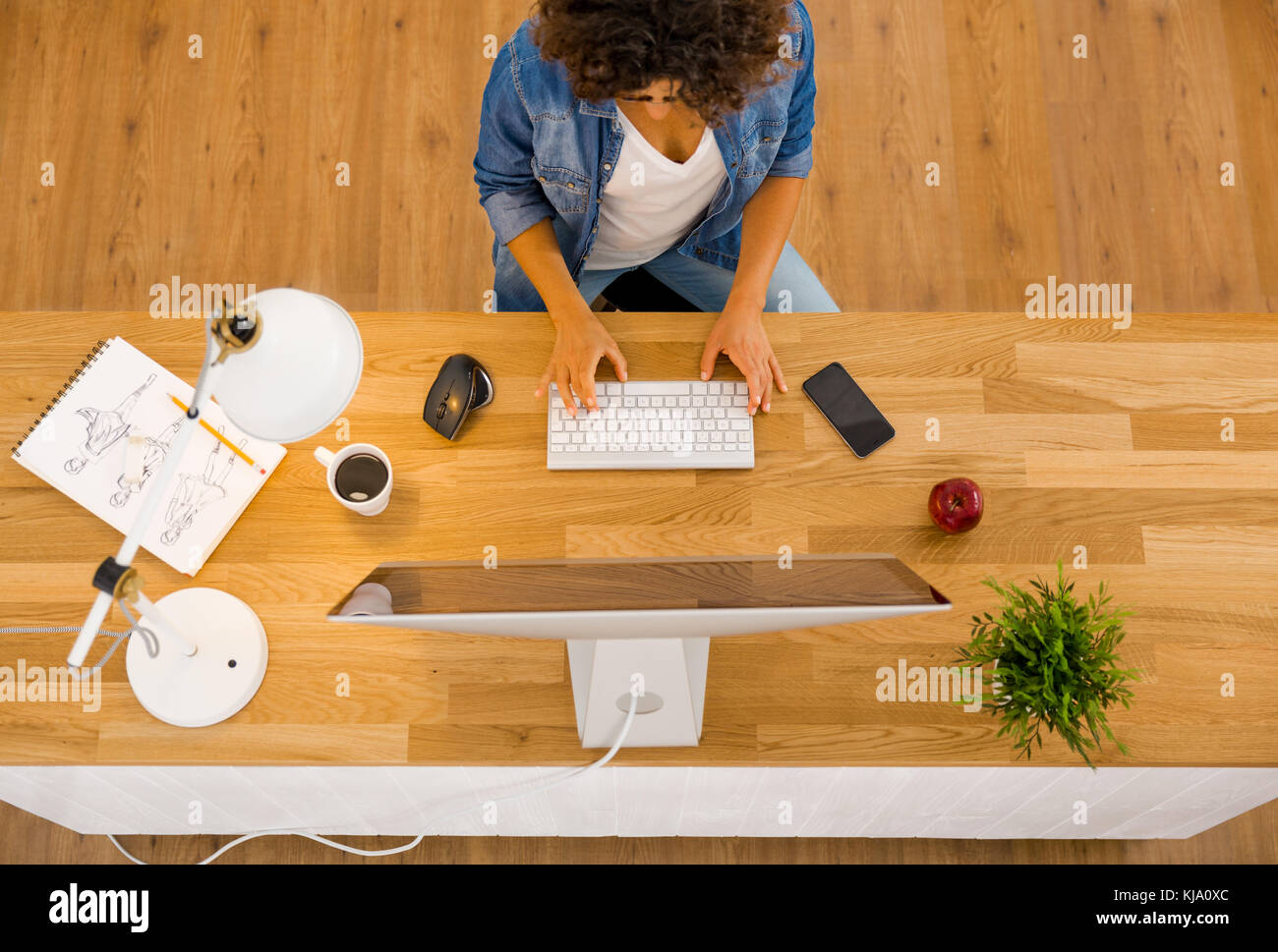 Top view of businesswoman working in an office Stock Photo - Alamy