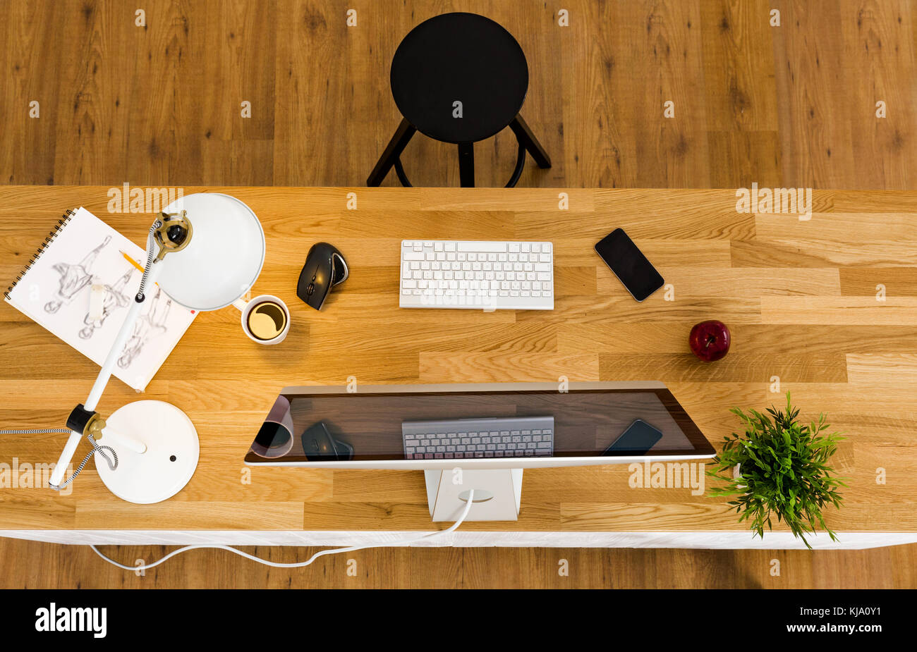 Top view of a cozy office Stock Photo - Alamy