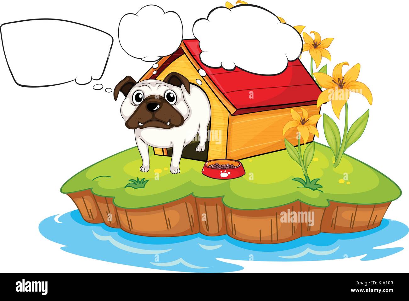 Illustration of a dog thinking on a white background Stock Vector Image ...