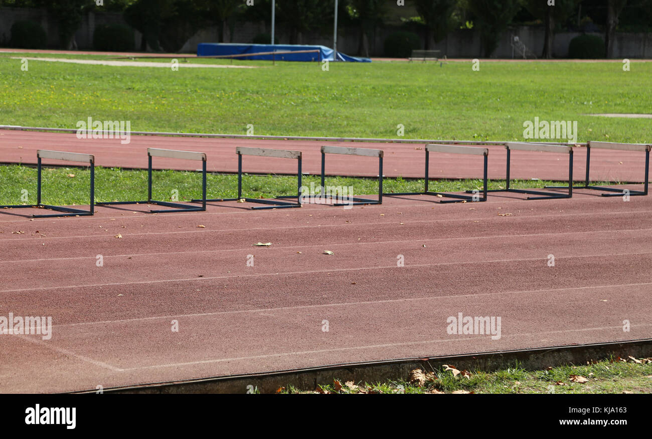 series of obstacles in the open-air athletic facility Stock Photo - Alamy