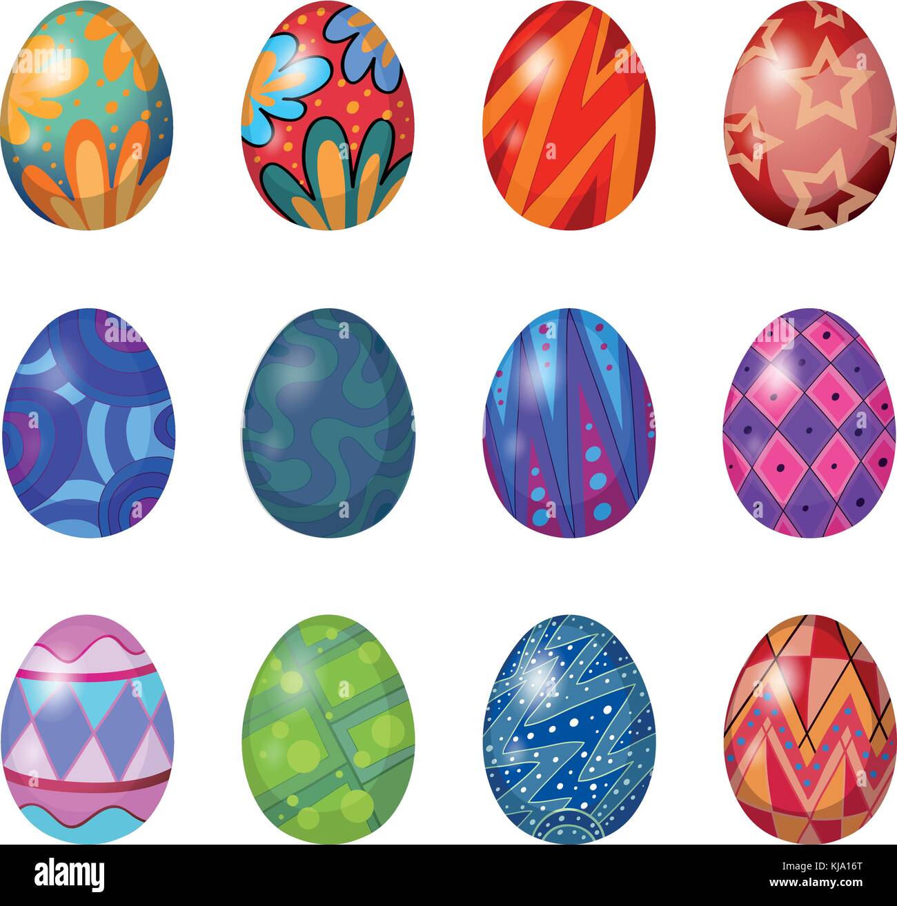 Illustration of a dozen of easter eggs on a white background Stock Vector Image & Art - Alamy