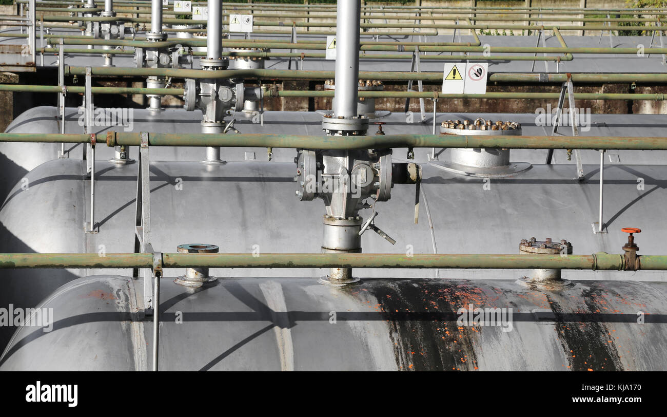 safety and vent valves over the enormous pressure containers for the ...