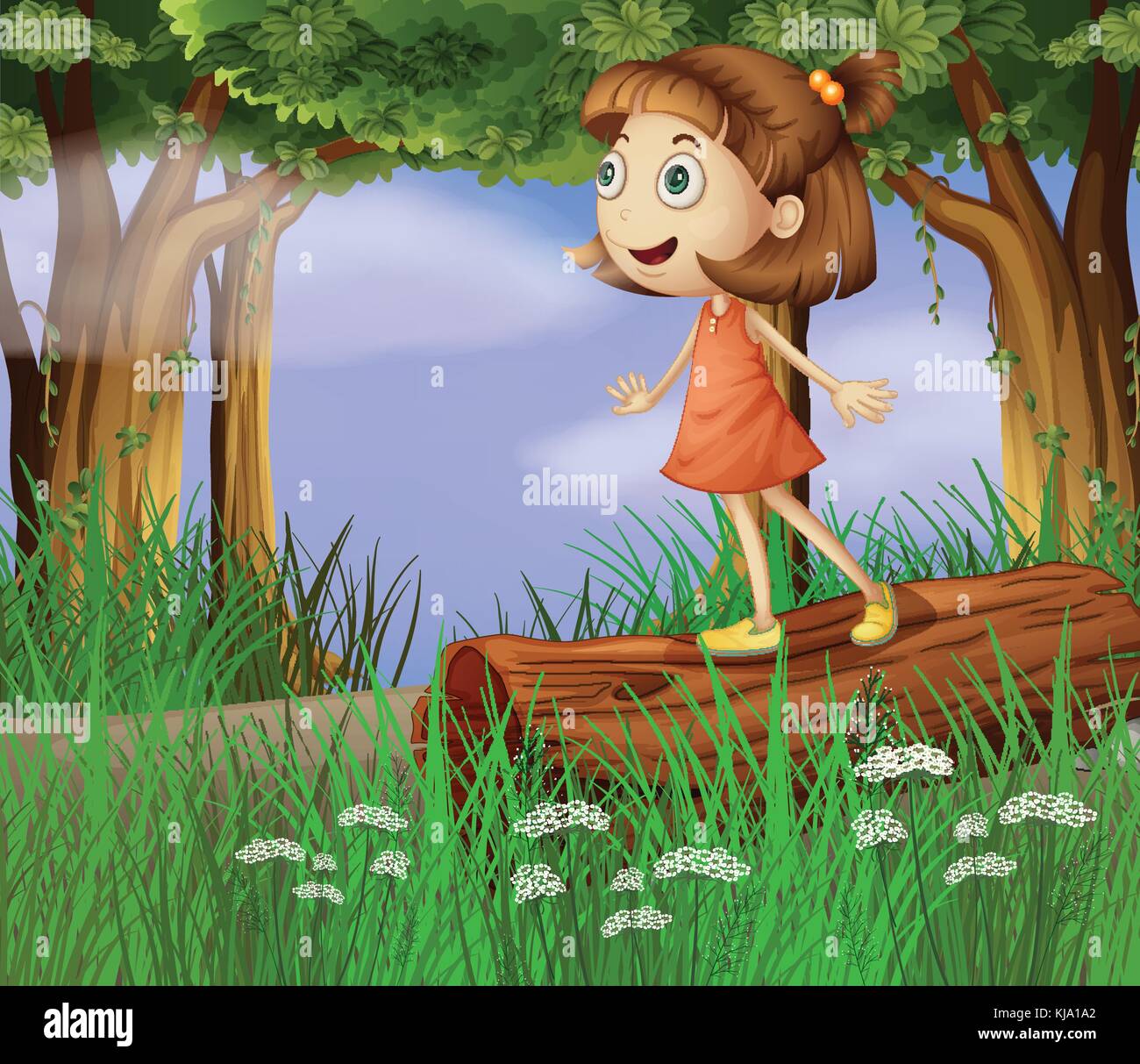 Illustration of a girl in the forest Stock Vector Image & Art - Alamy