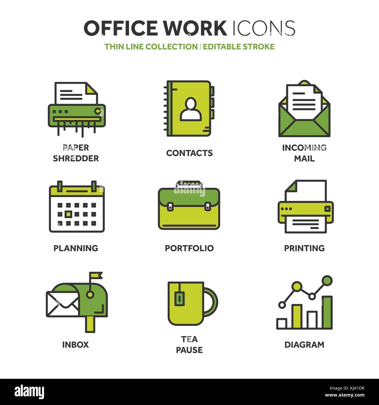 Business and office work. Documents, paperwork. Businessman. Thin line ...