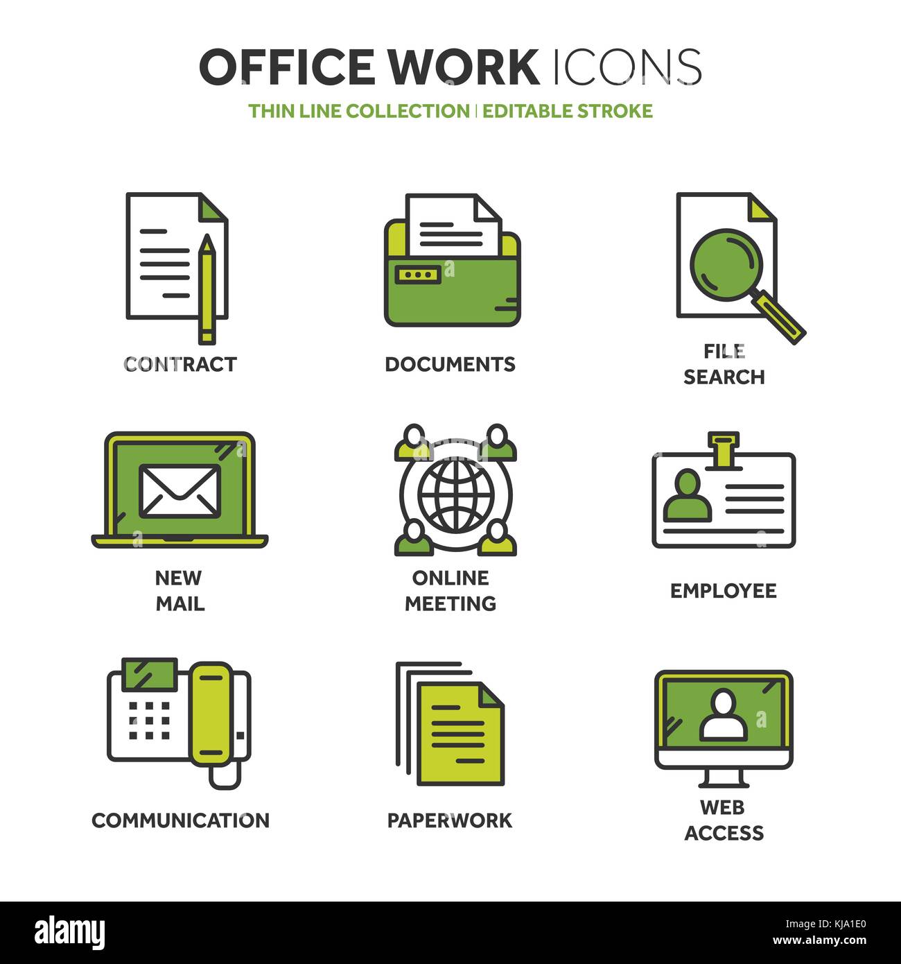 Business and office work. Documents, paperwork. Businessman. Thin line ...