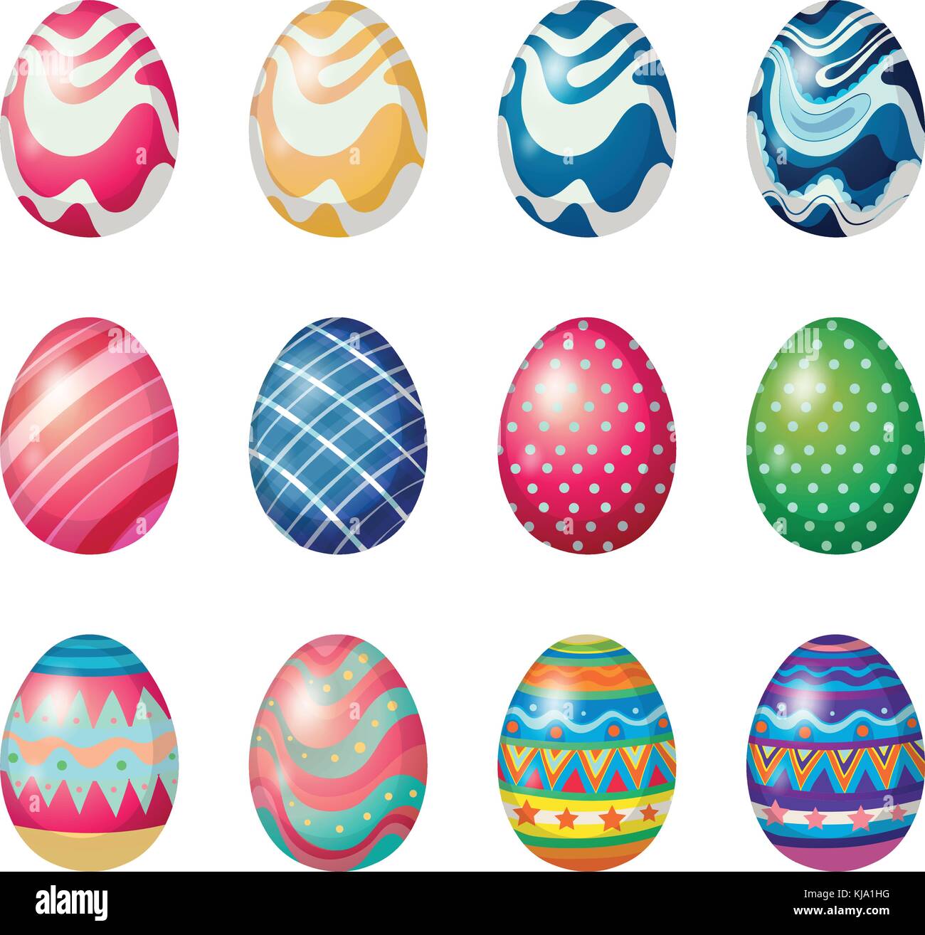 Illustration of the easter eggs for the easter Sunday egg hunt on a ...