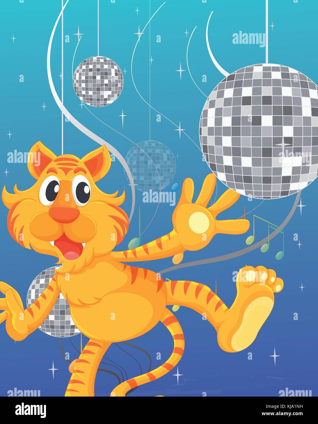 Illustration of the tiger and the disco lights Stock Vector Image & Art ...