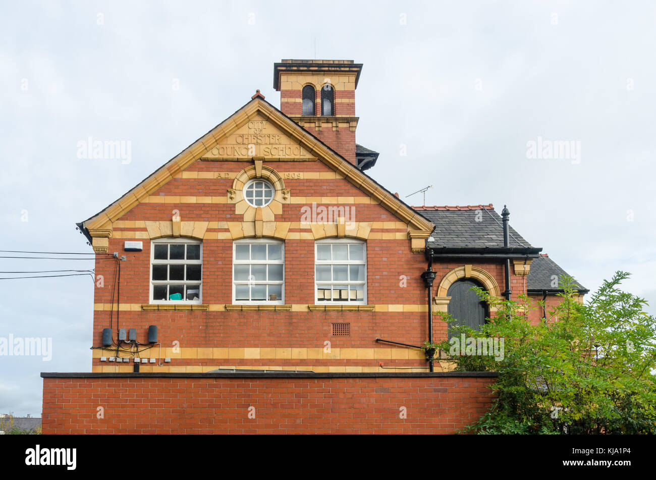Ornate brickwork on a Victorian building in Love Street, Chester, UK ...