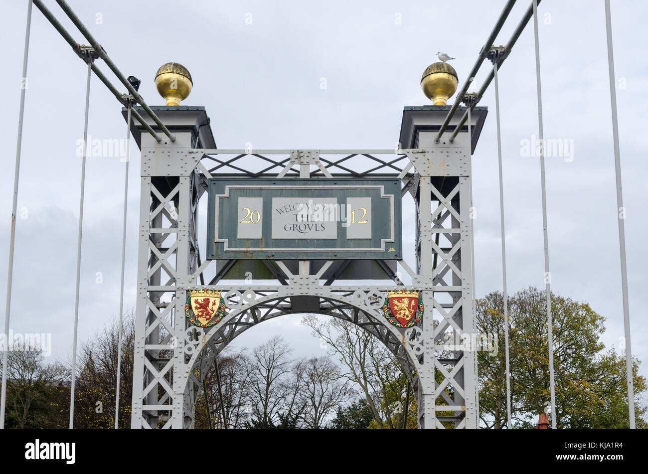 The Queen's Park Suspension Bridge crossing the River Dee in the ...