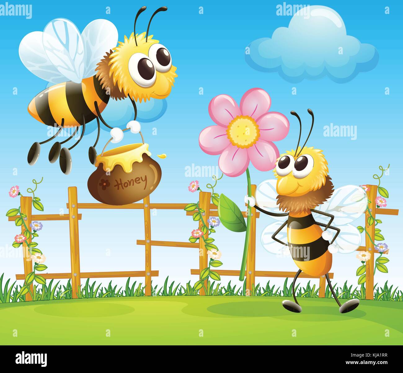 Two honeybees Stock Vector Images - Alamy