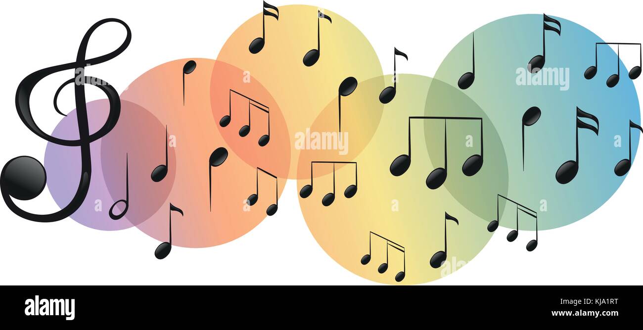 Illustration of the different kinds of musical notes on a white ...