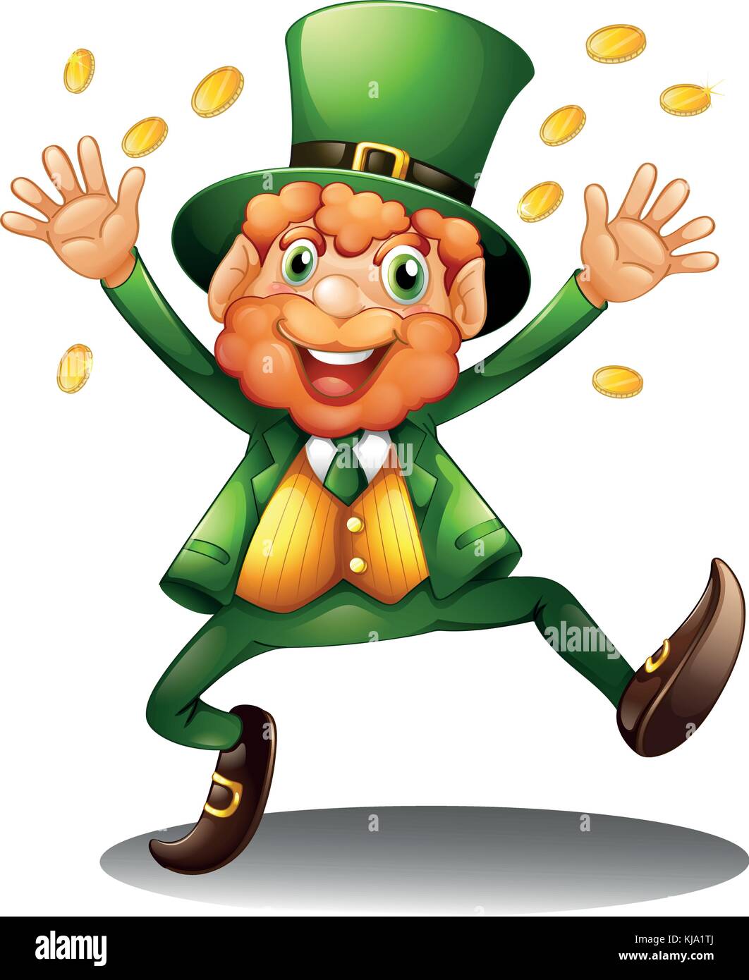 Illustration of an old man throwing coins for St. Patrick's Day on a ...