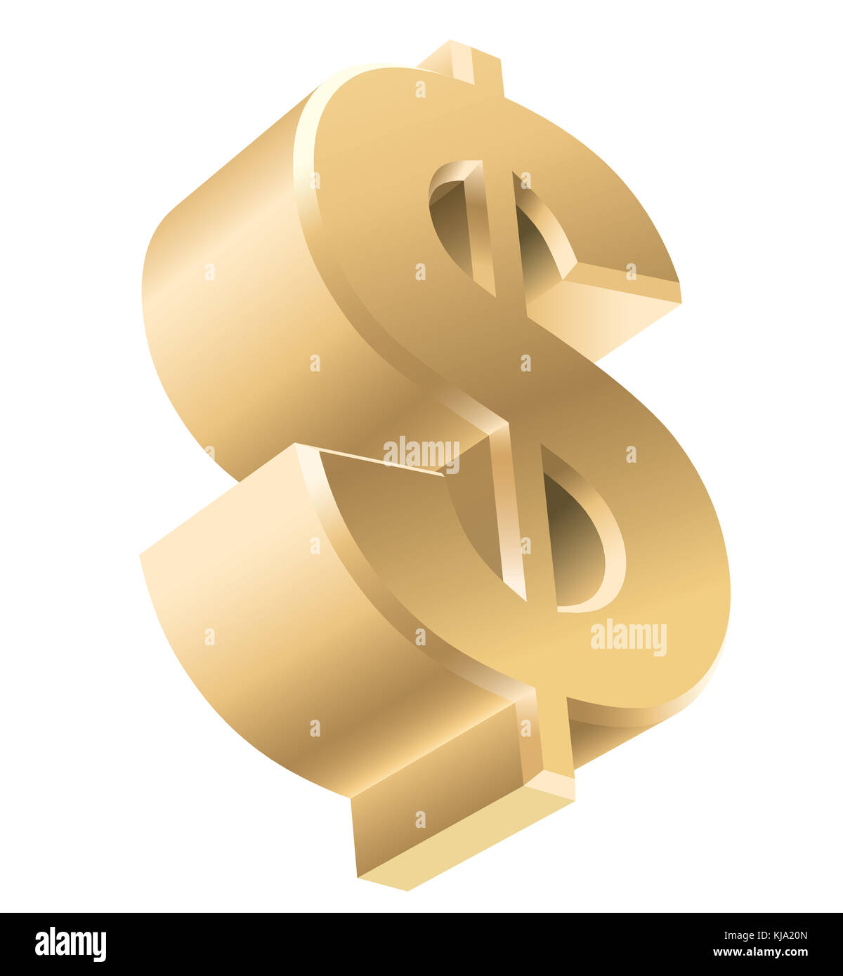 Shiny Golden dollar currency sign isolated on white background. Vector ...