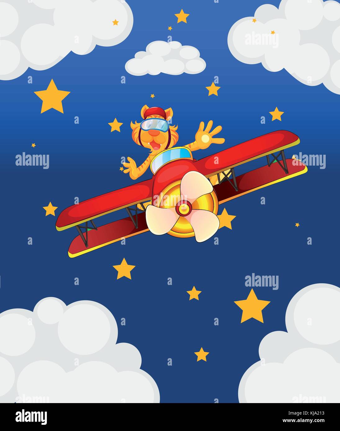 Illustration of a tiger in an aircraft in the sky Stock Vector Image ...