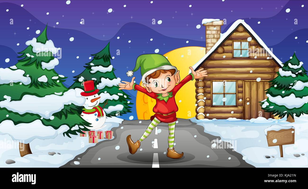 Illustration of an elf enjoying the snow Stock Vector Image & Art - Alamy