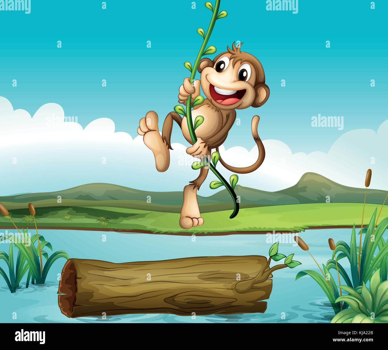 Illustration of a monkey swinging Stock Vector Image & Art - Alamy