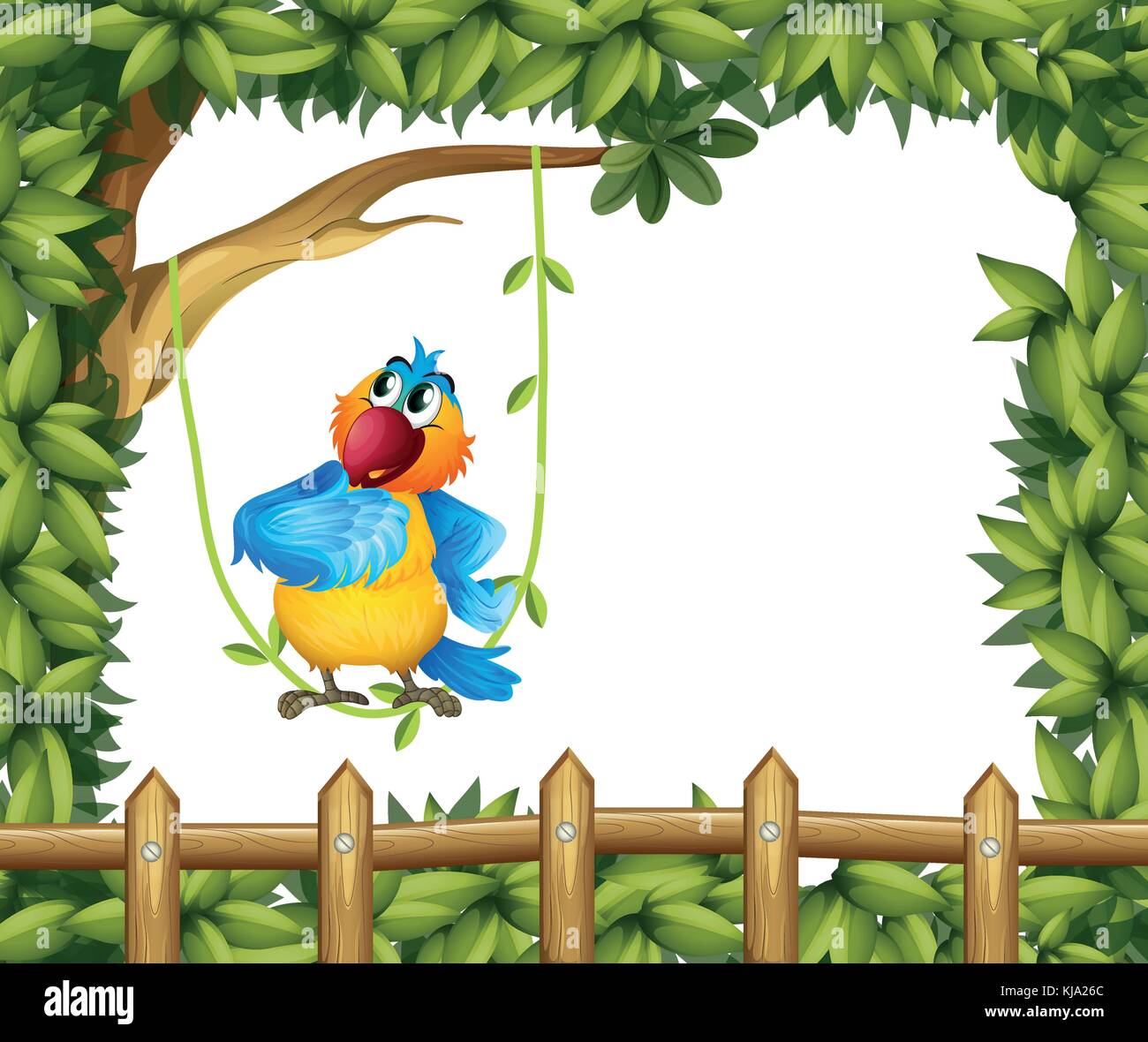 Illustration of a colorful parrot under a big tree Stock Vector Image ...