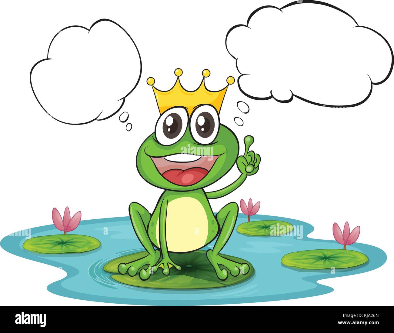 Illustration of the thinking frog with a crown on a white background ...