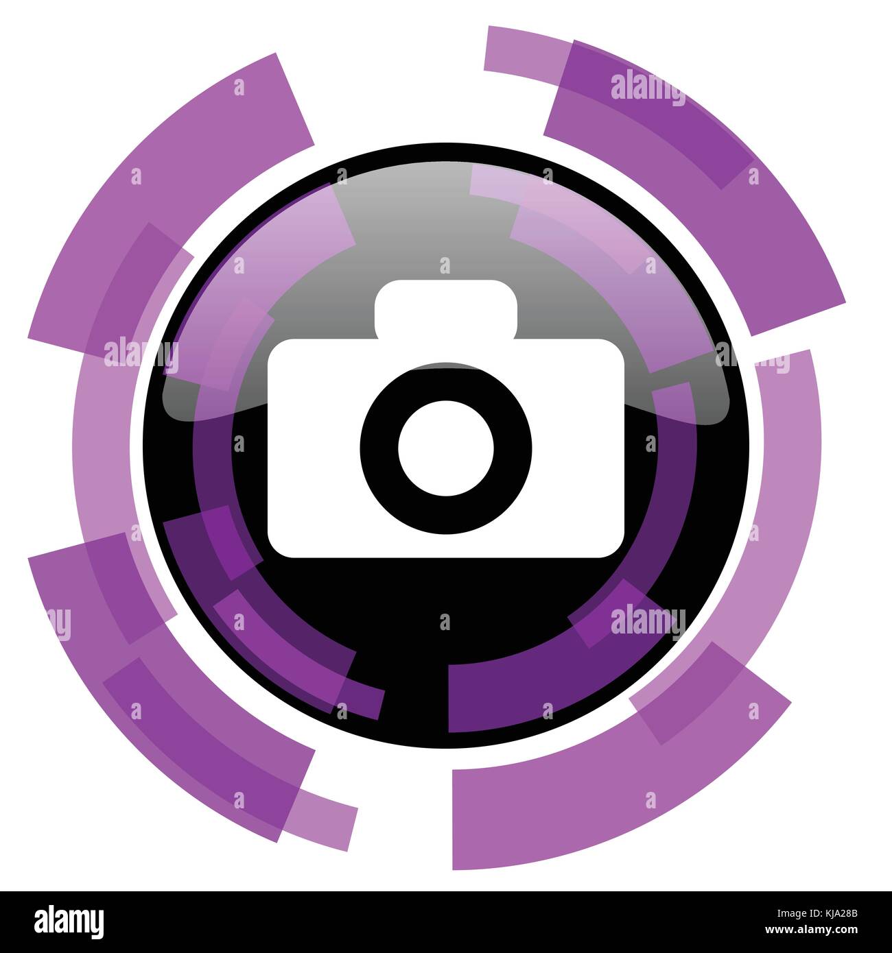 Camera pink violet modern design vector web and smartphone icon. Round ...