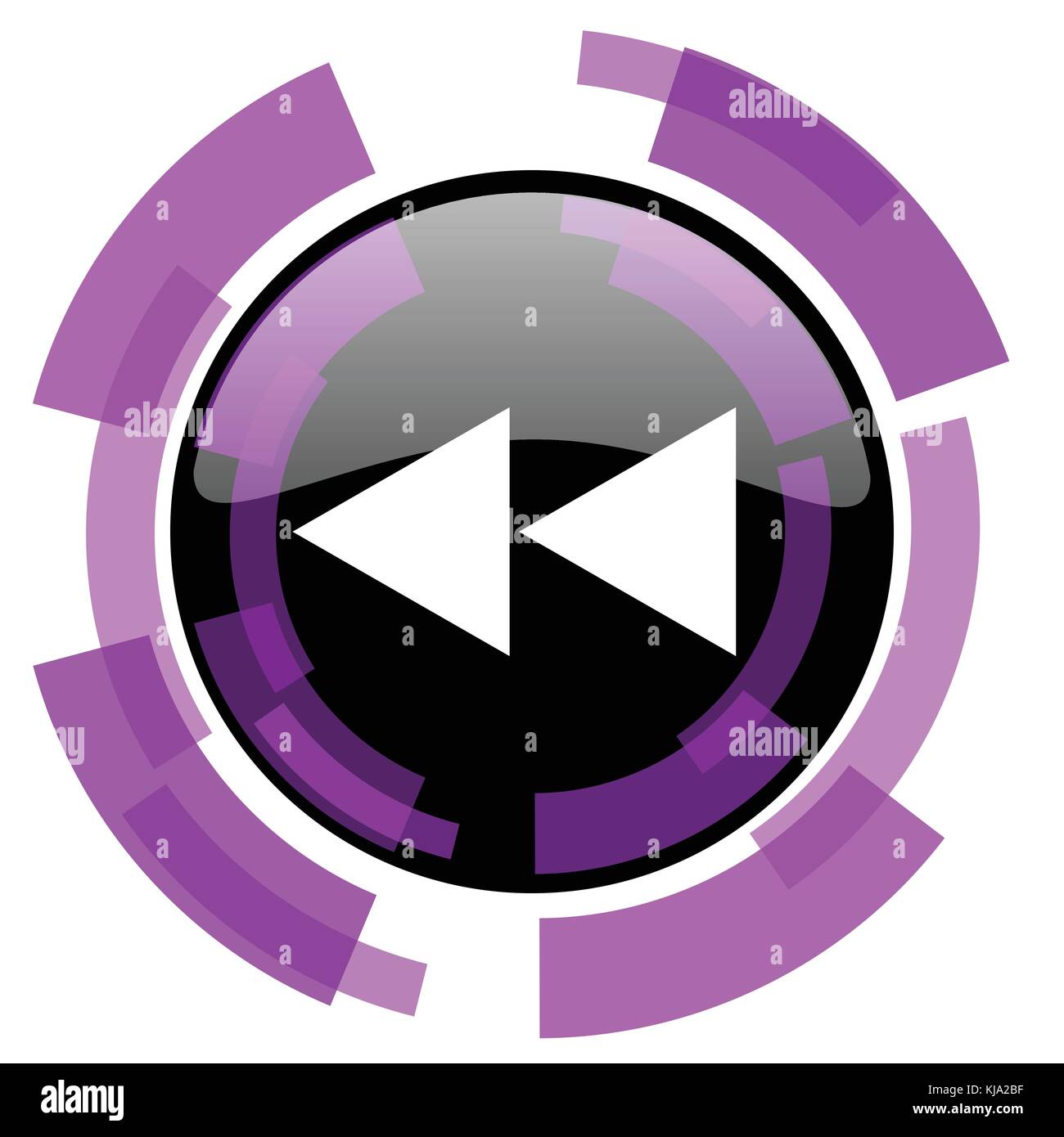 Rewind pink violet modern design vector web and smartphone icon. Round ...