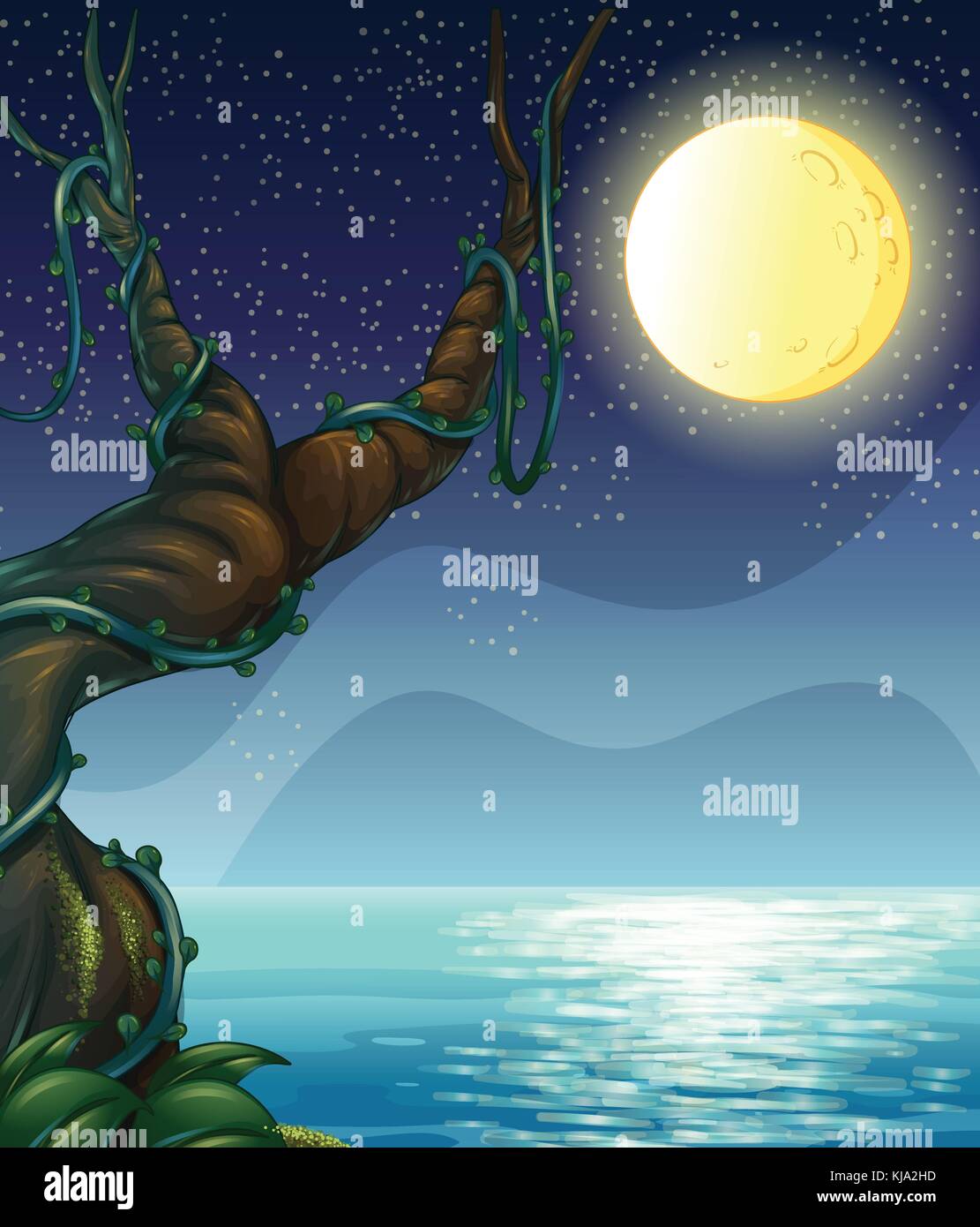 River night full moon Stock Vector Images - Alamy