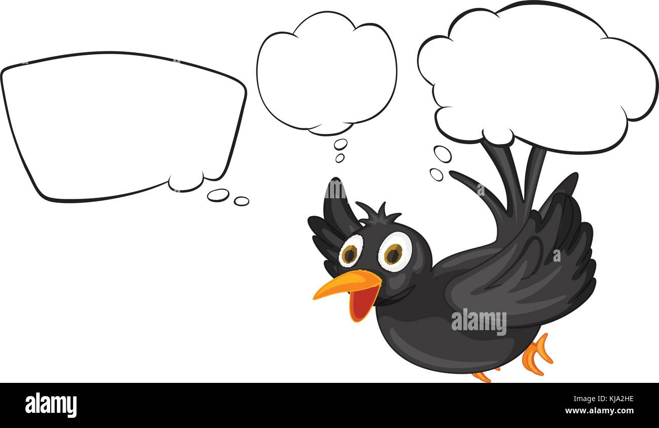 Illustration of a black thinking bird on a white background Stock ...
