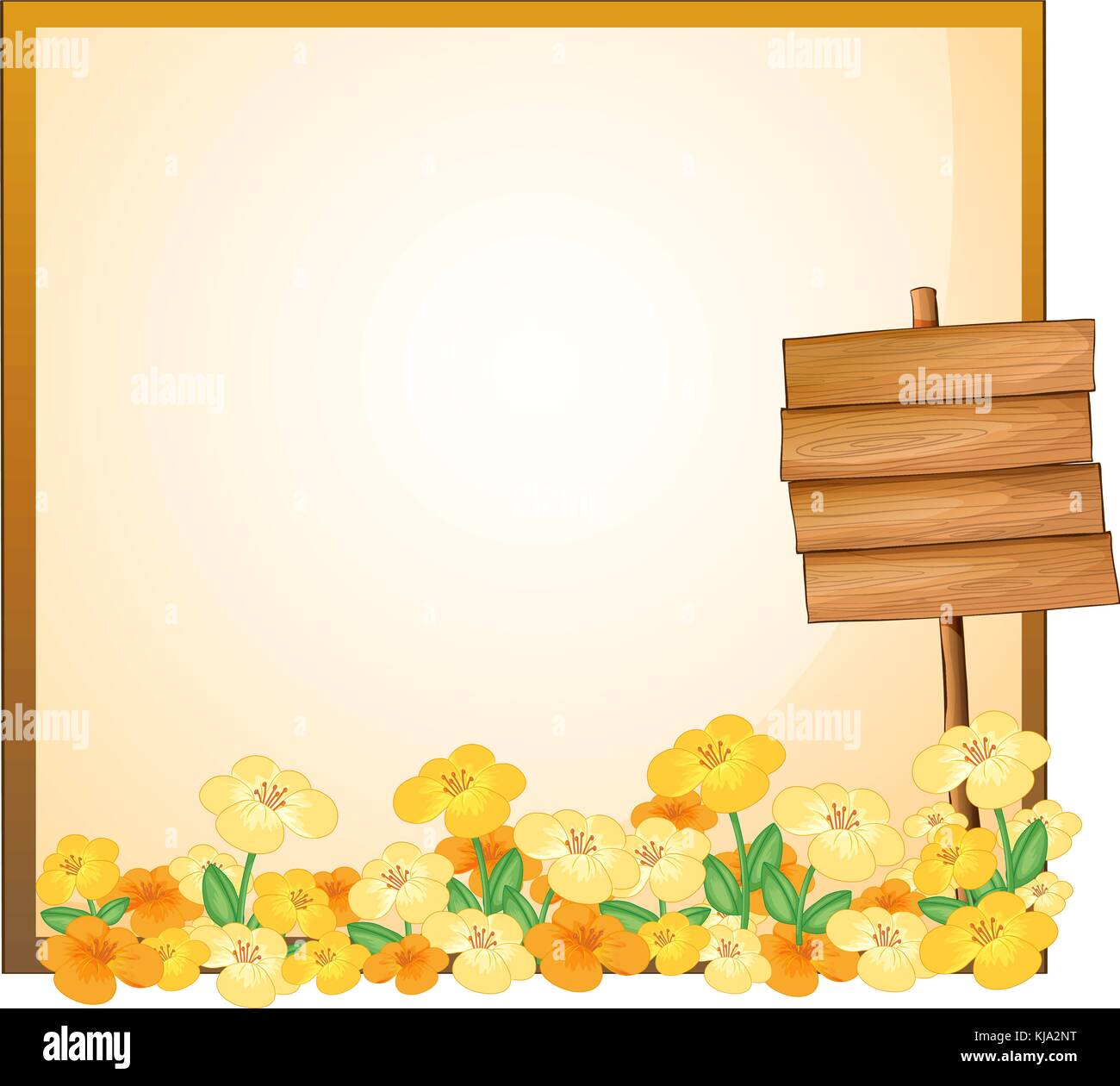 Illustration of an empty template with a wooden signage on a white ...
