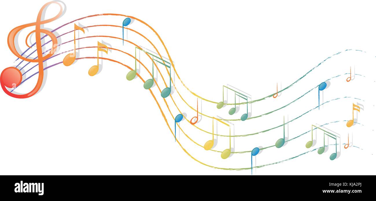 Illustration of the musical notes and the G-clef on a white background ...