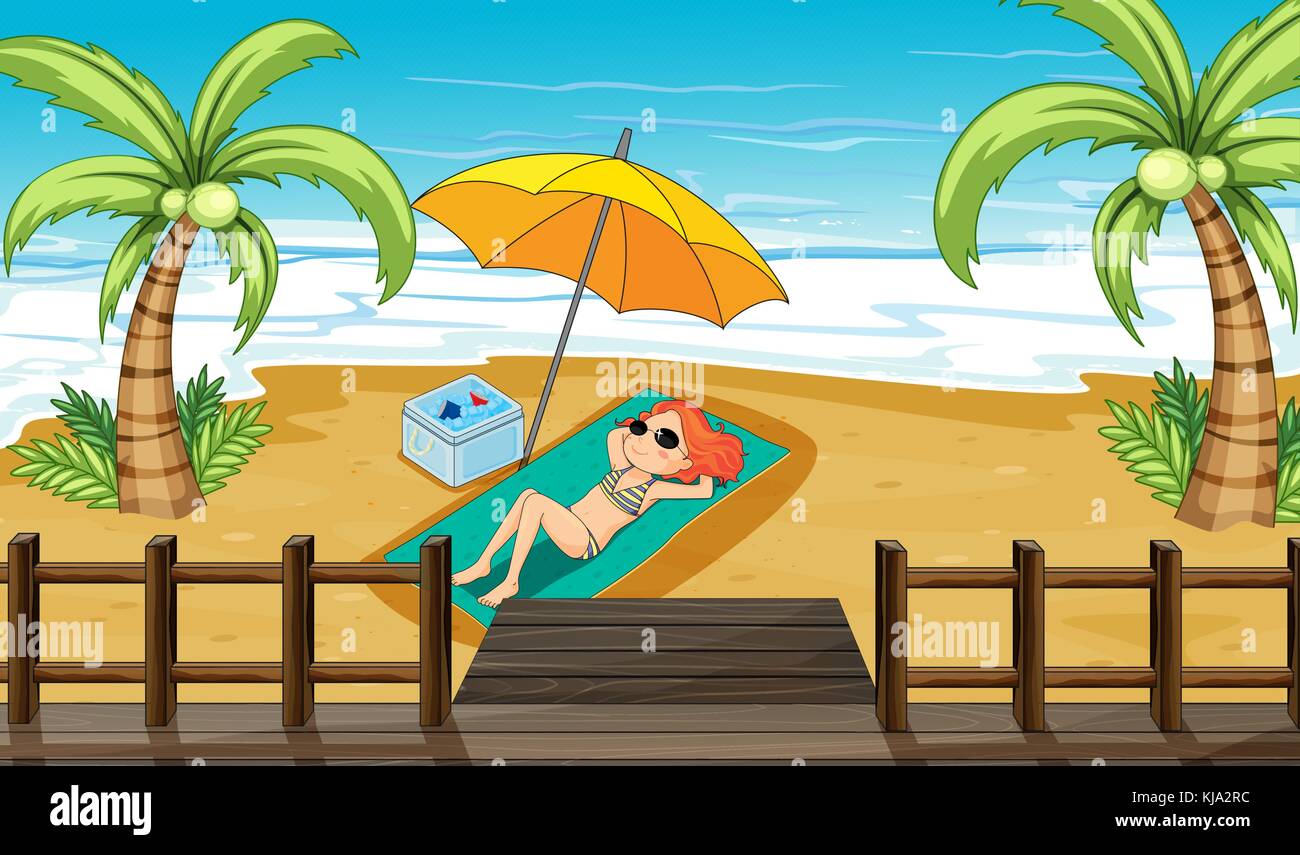 Woman at shoreline Stock Vector Images - Alamy