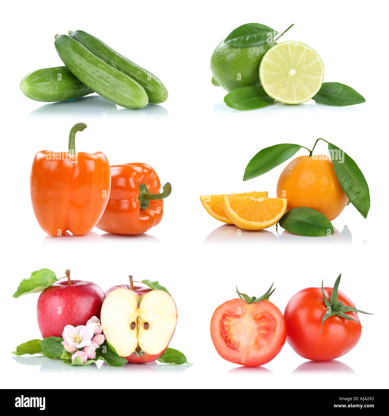 Fruit fruits and vegetables collection isolated apple orange colors on ...