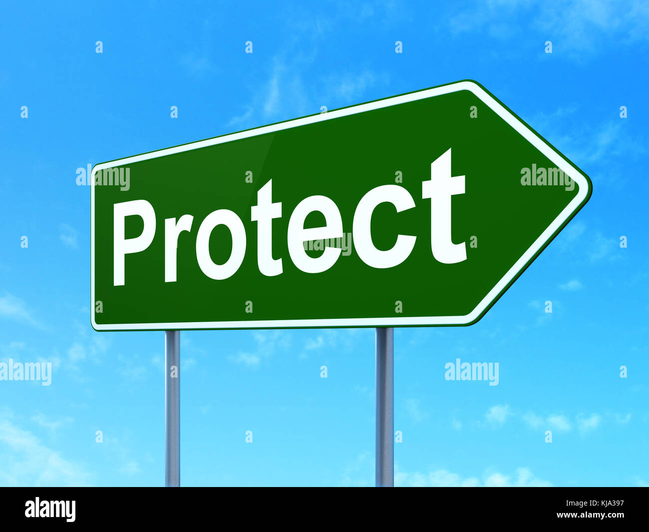 Security concept: Protect on road sign background Stock Photo - Alamy