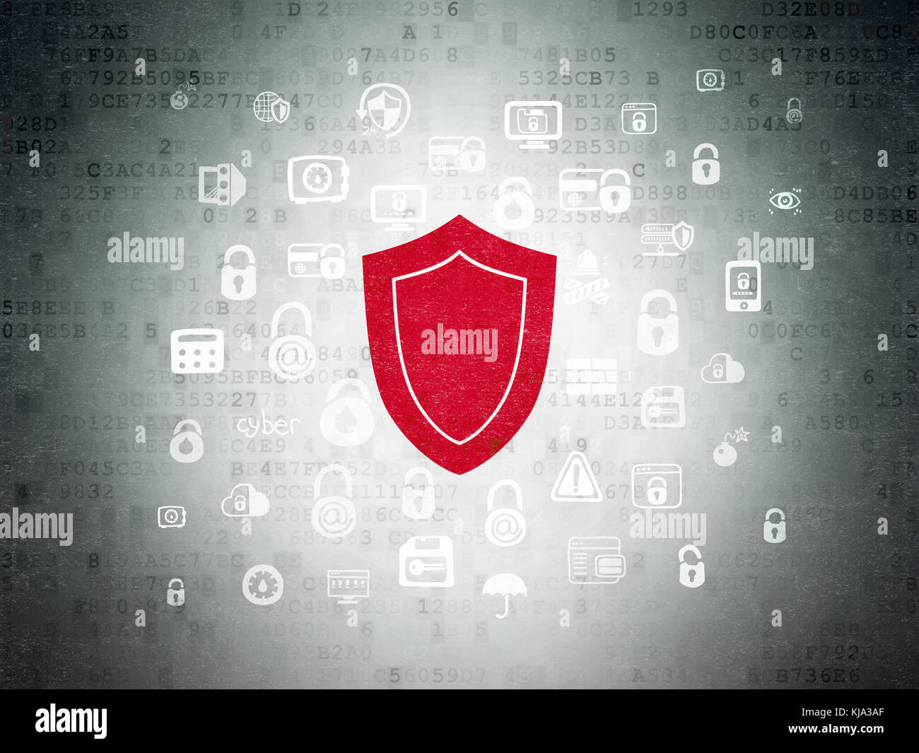 Security concept: Shield on Digital Data Paper background Stock Photo ...