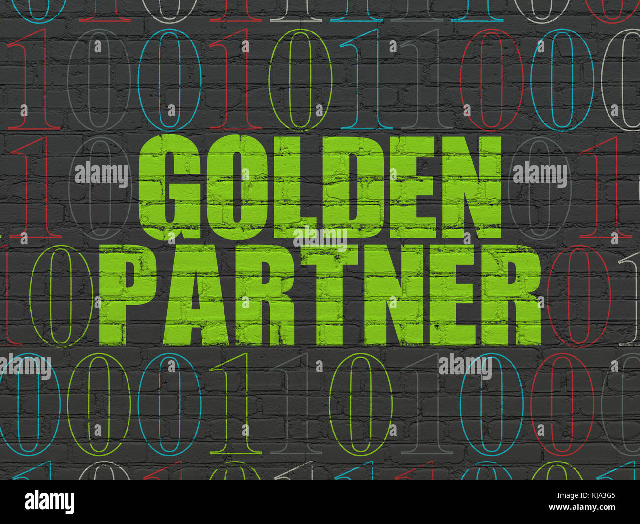 Business concept: Golden Partner on wall background Stock Photo - Alamy