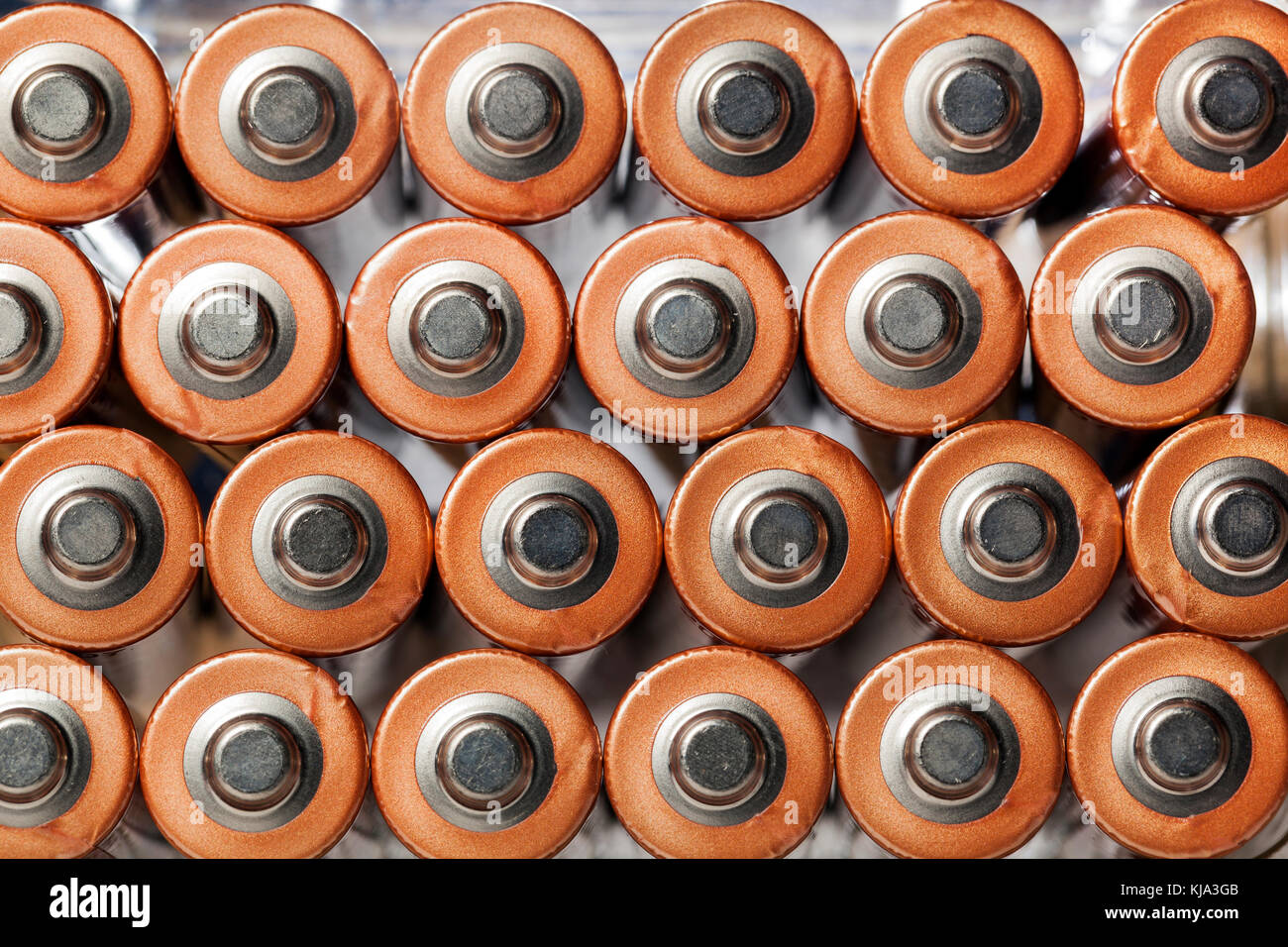 AA alkaline batteries seen from above Stock Photo - Alamy
