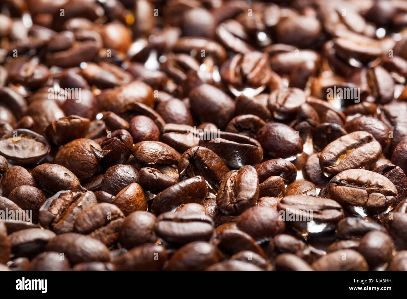 Closeup of dark roasted coffee beans Stock Photo - Alamy