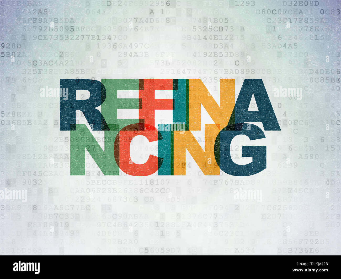 Business concept: Refinancing on Digital Data Paper background Stock ...