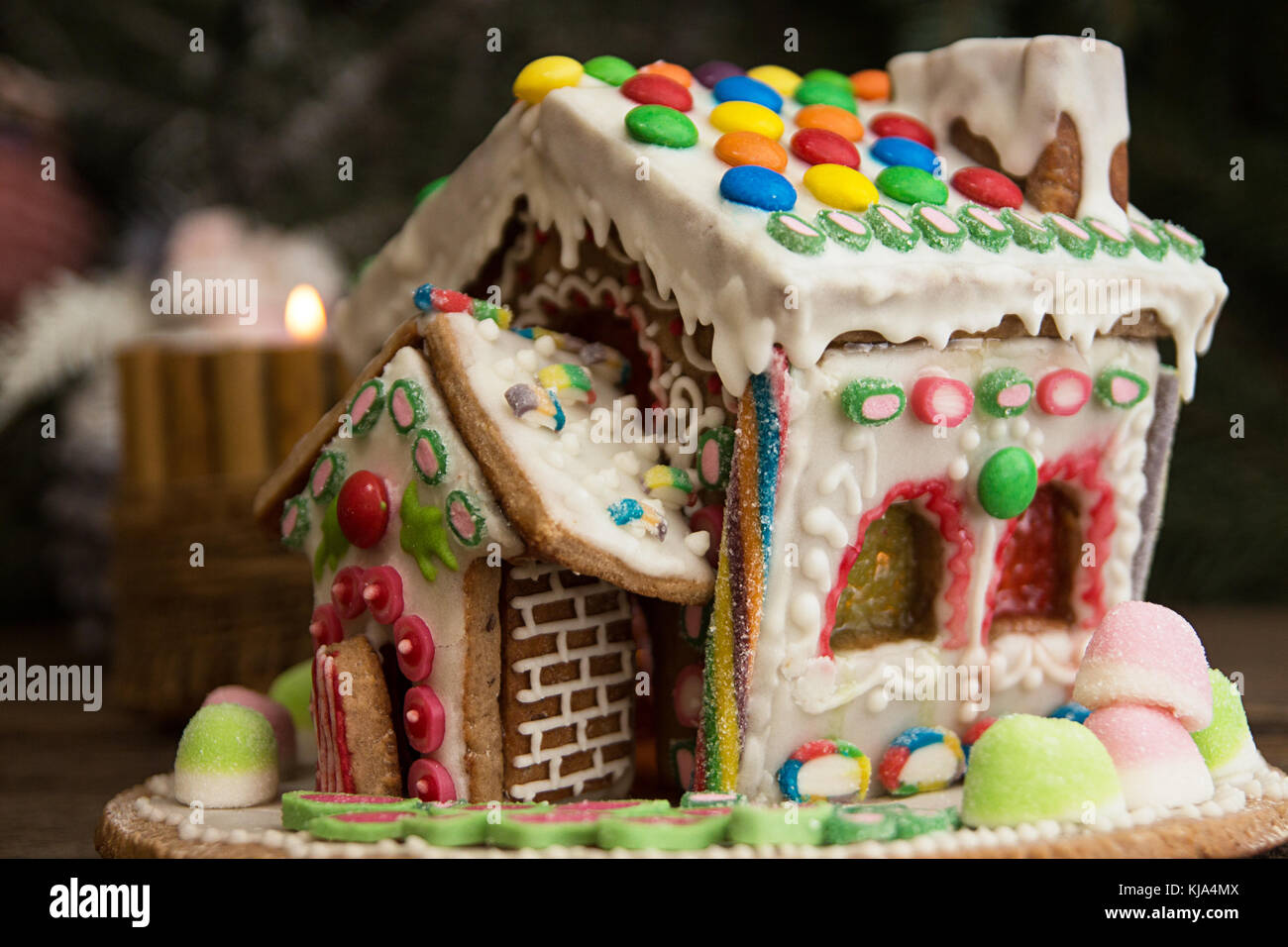Gingerbread house. Christmas holiday sweets. European Christmas holiday ...