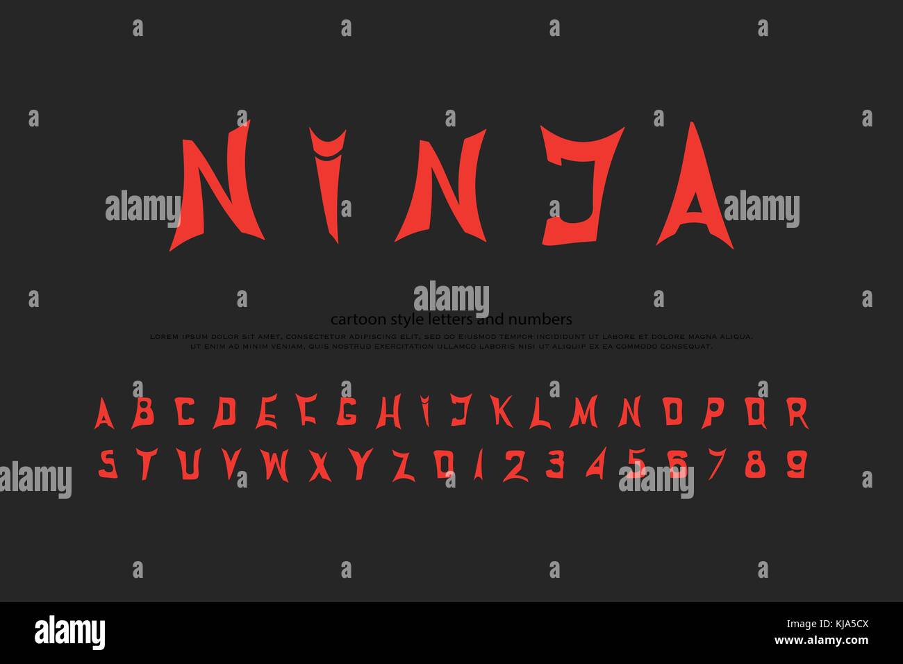 set of stylized alphabet letters and numbers. vector, cartoon style ...