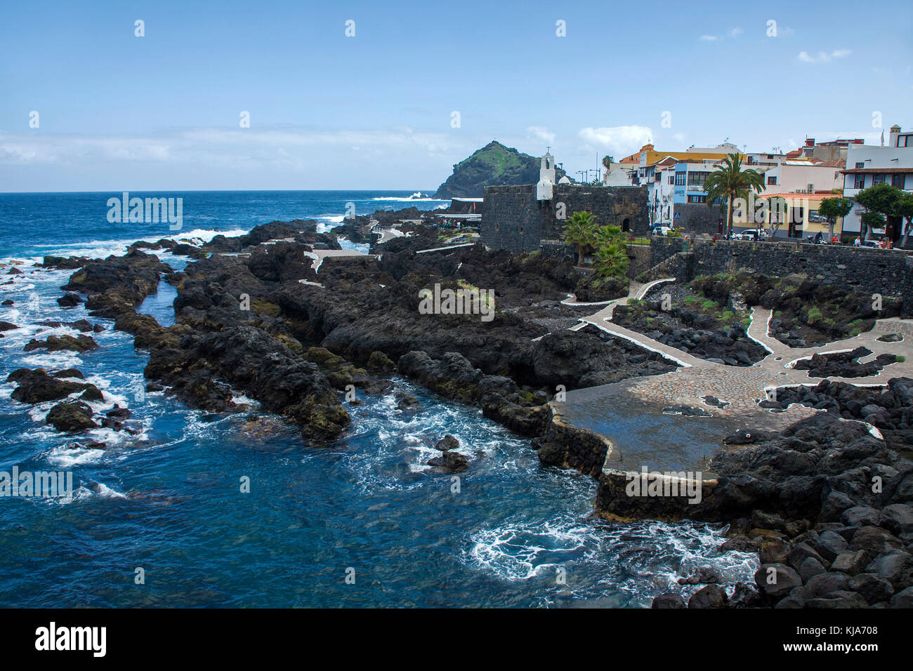 The village Garachico at north side of Tenerife island, Canary islands ...