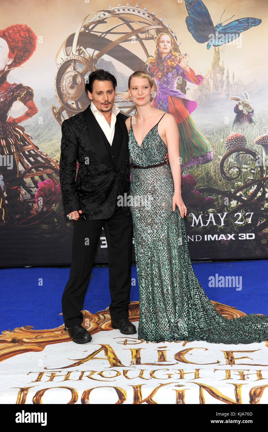 LONDON, ENGLAND - MAY 10: Johnny Depp and Mia Wasikowska attends the UK ...