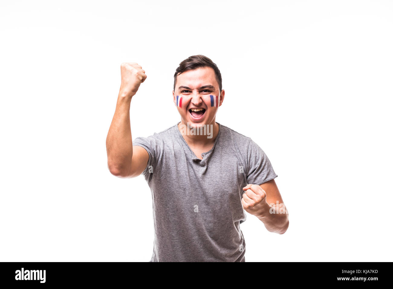 France win. Victory, happy and goal scream emotions of France football ...