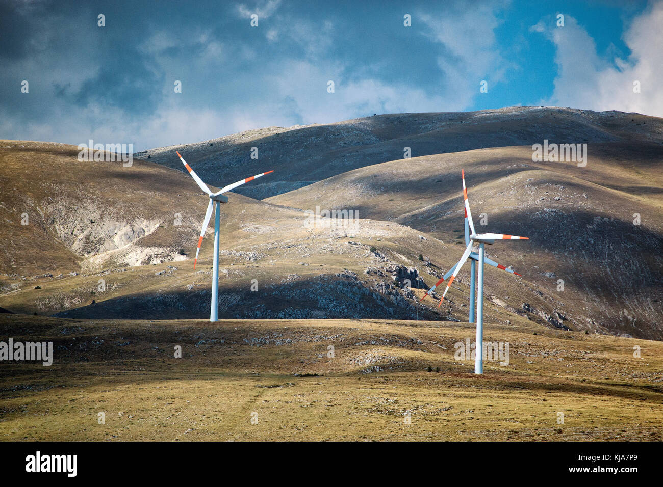 Wind turbine farm on top of mountain Stock Photo - Alamy