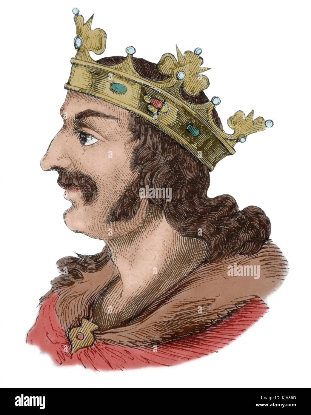 Favila (715-739). King of Asturias. Engraving. Colored Stock Photo - Alamy