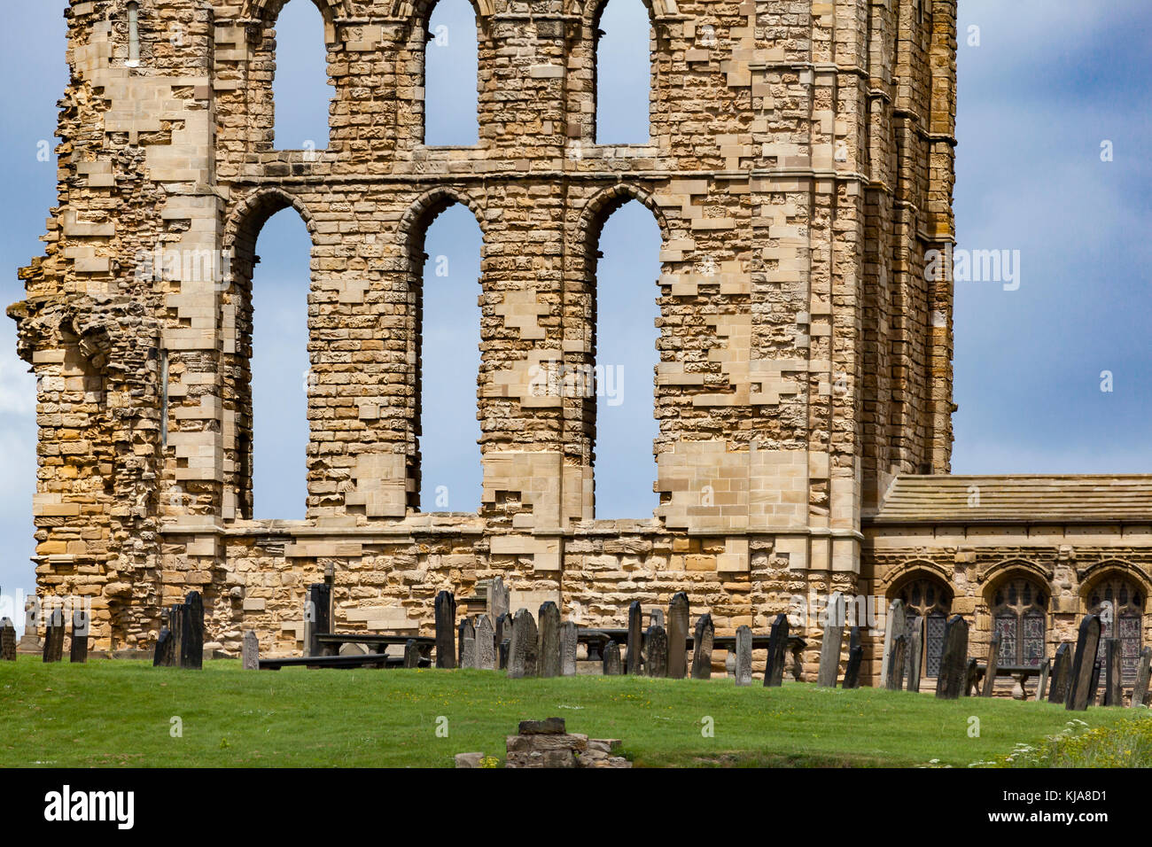 Tynemouth Priory and gravestones, a Benedictine priory founded in the ...