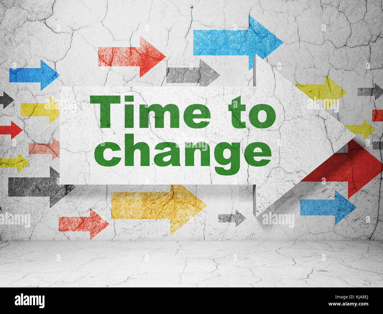 Timeline concept: arrow with Time to Change on grunge wall background ...