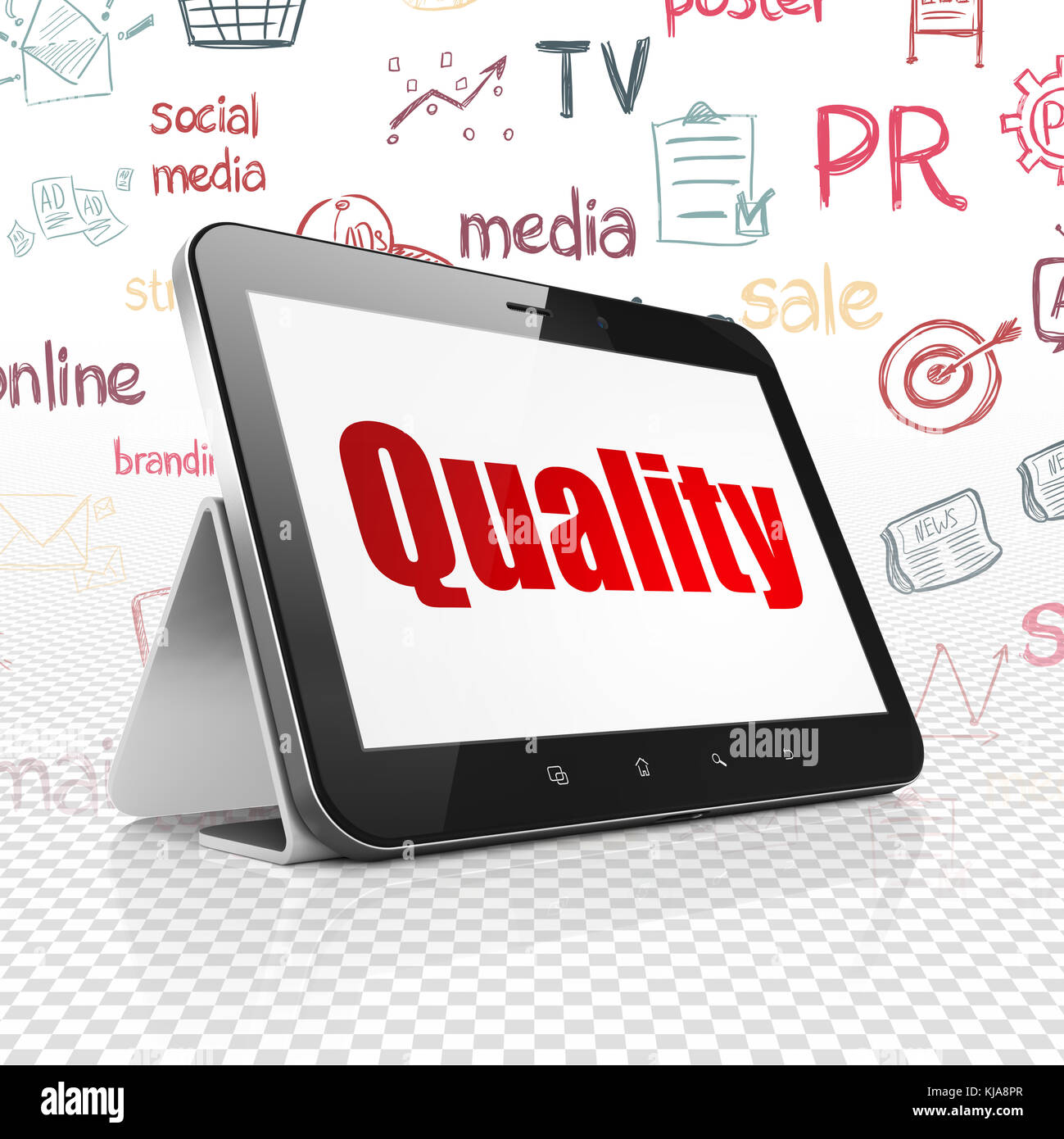 Marketing concept: Tablet Computer with Quality on display Stock Photo ...