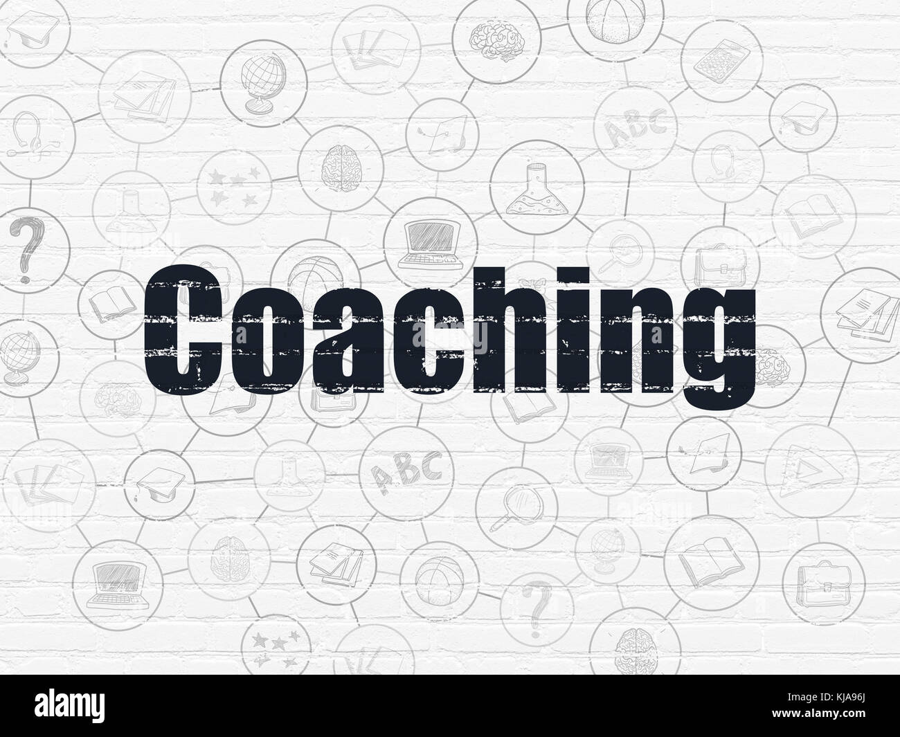 Studying concept: Coaching on wall background Stock Photo - Alamy